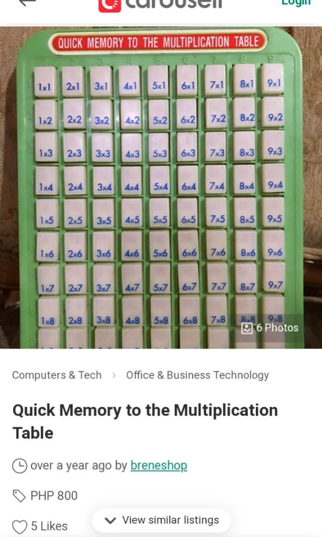 Gakken Multiplication Table, Hobbies & Toys, Toys & Games on Carousell
