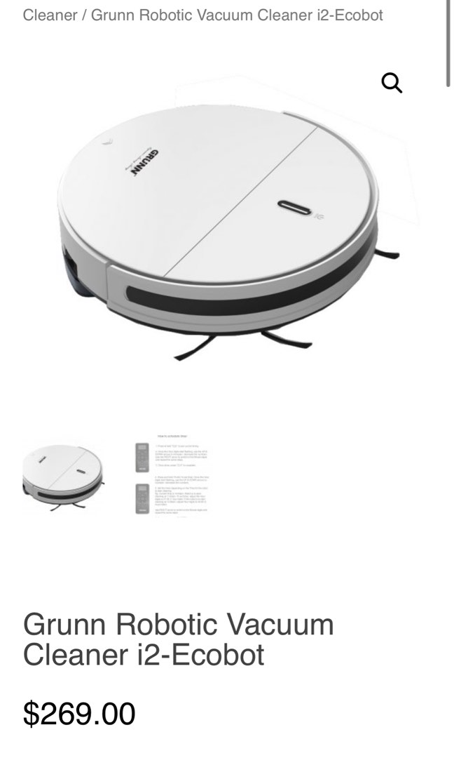 Grunn Robotic Vacuum Cleaner i2-Ecobot, TV & Home Appliances, Vacuum ...