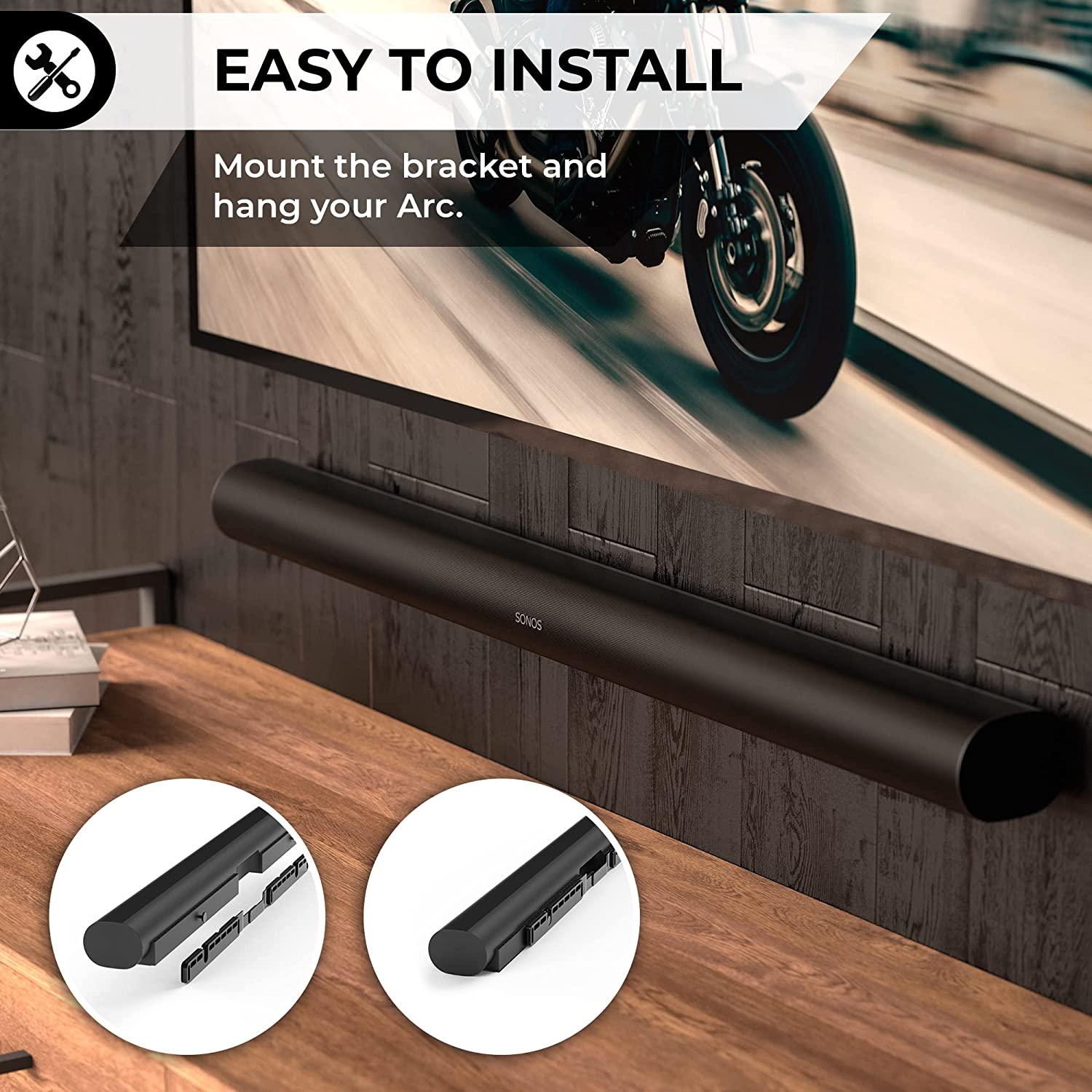 HumanCentric USA Wall Mount Compatible with Sonos Arc Sound Bar (Black ...