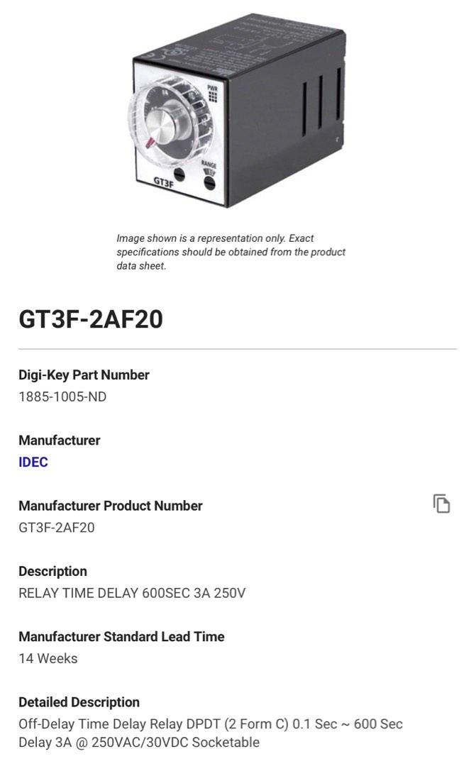 IDEC Electronic Multi-Function Timer Model number: GT3F-2AF20, 其他, 其他 - Carousell