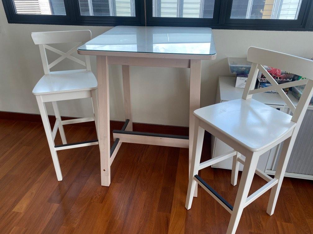 IKEA Norraker bar table and 2 bar chairs, Furniture & Home Living ...
