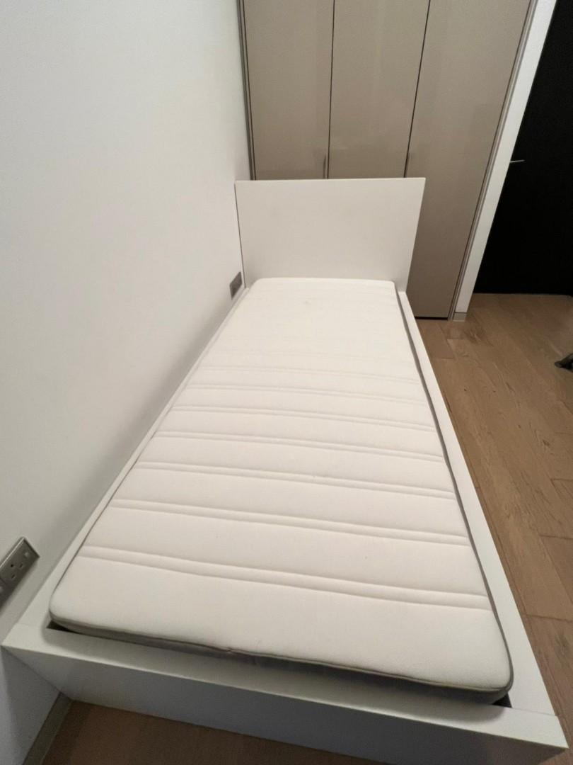 IKEA single bed w bed frame and matt pad, Furniture & Home Living ...