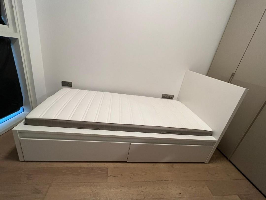 IKEA single bed w bed frame and matt pad, Furniture & Home Living ...