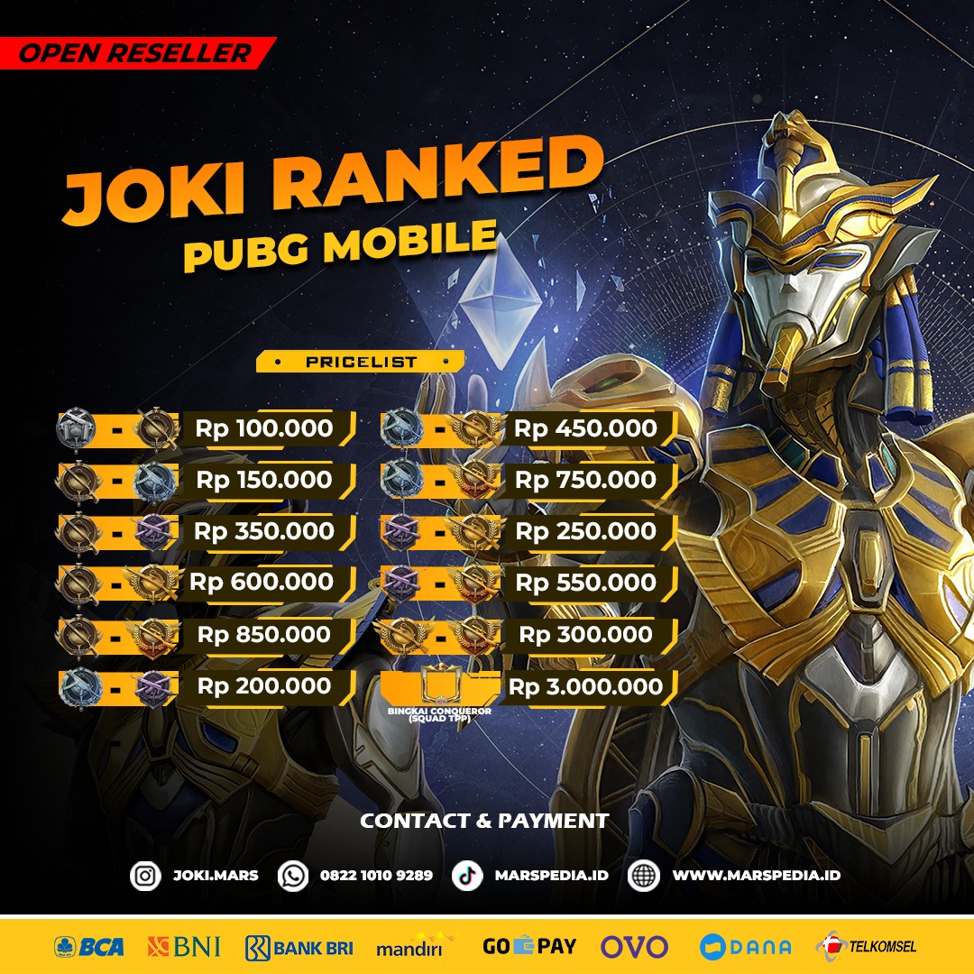 Jasa Joki Tier Rank Top Up UC PUBG Mobile PUBGM Tencent By Marspedia ID