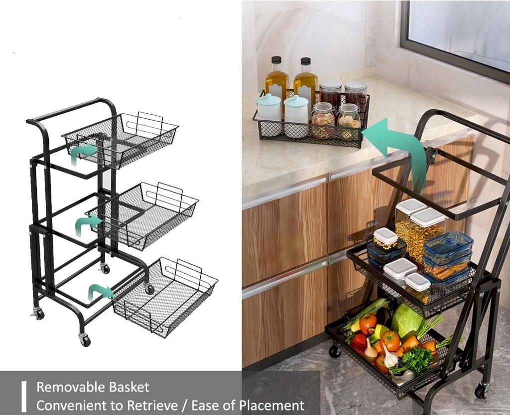 Kitchen Rack / Multipurpose Convertible Foldable Rack / Kitchen Trolley ...