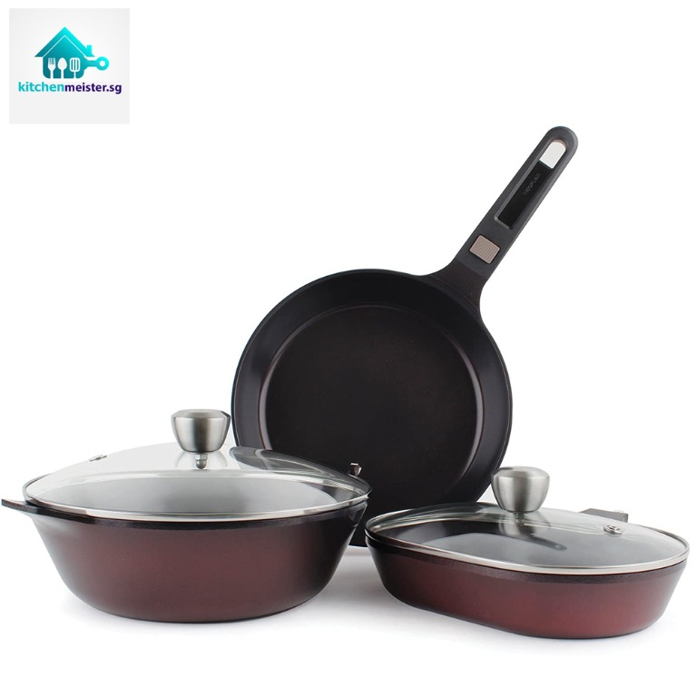 [KM1] Neoflam MyPan Ceramic Nonstick Cookware Set, Chef's Wok, Grill ...