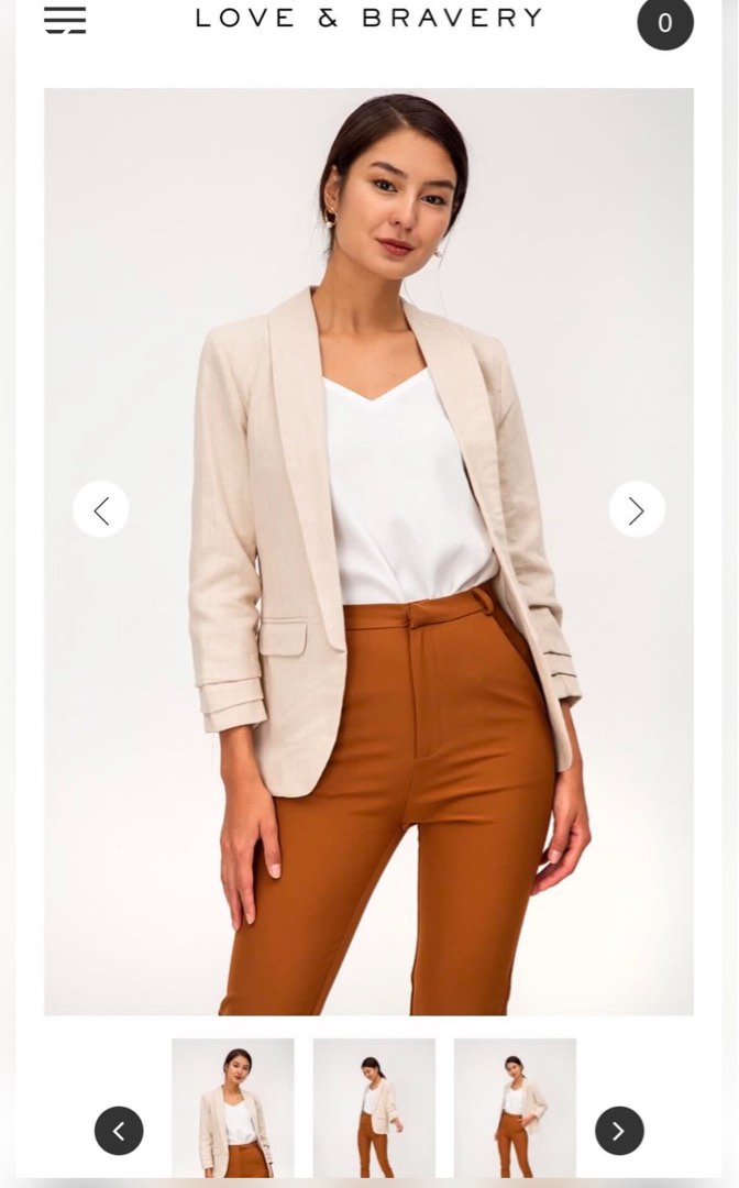 LAB Liya Linen Blazer Cream, Women's Fashion, Coats, Jackets and ...