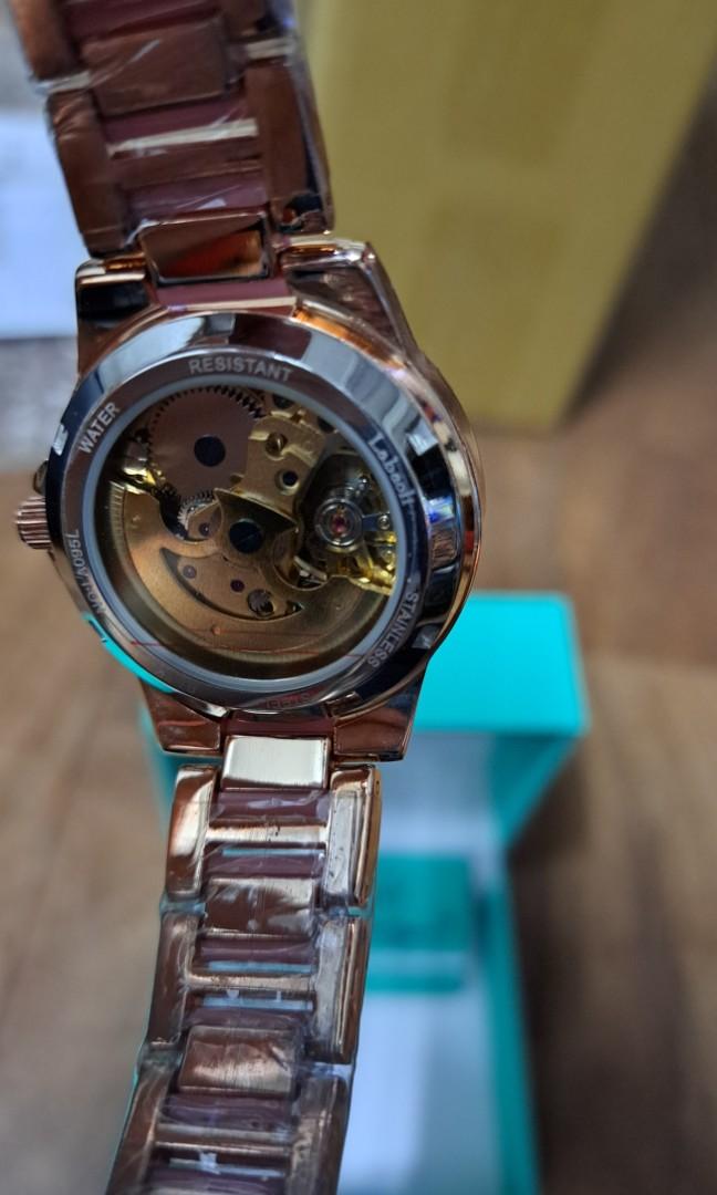 Labaoli 拉寶麗 滿天星鑽 鏤空 機械錶 鑲鑽設計 女錶 玫瑰金x粉 音符 LA099音符粉, 她的時尚, 珠寶、飾品與收納, 腳鍊在旋轉拍賣