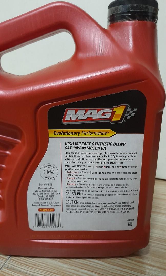 MAG 1 10W-40 Synthetic Blend for Gasoline Engines 1 Gallon, Car Parts & Accessories, Maintenance ...
