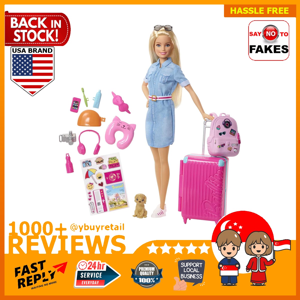 Mattel Barbie FWV25 Travel Doll, Hobbies & Toys, Toys & Games on Carousell