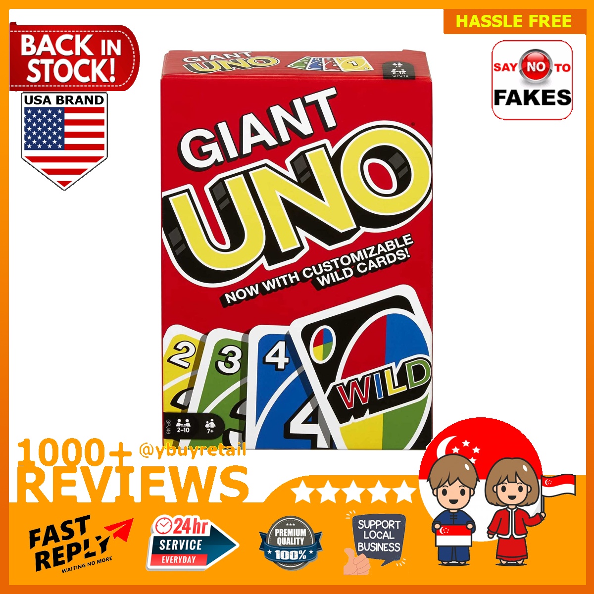 Mattel Games Giant UNO Family Card Game with 108 Oversized Cards and ...