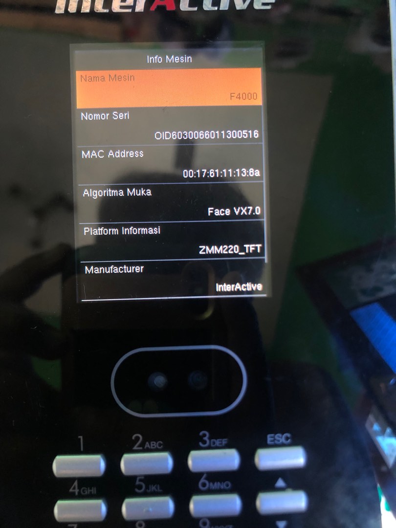 Mesin absensi scan wajah / face id InterActive F4000, Elektronik ...