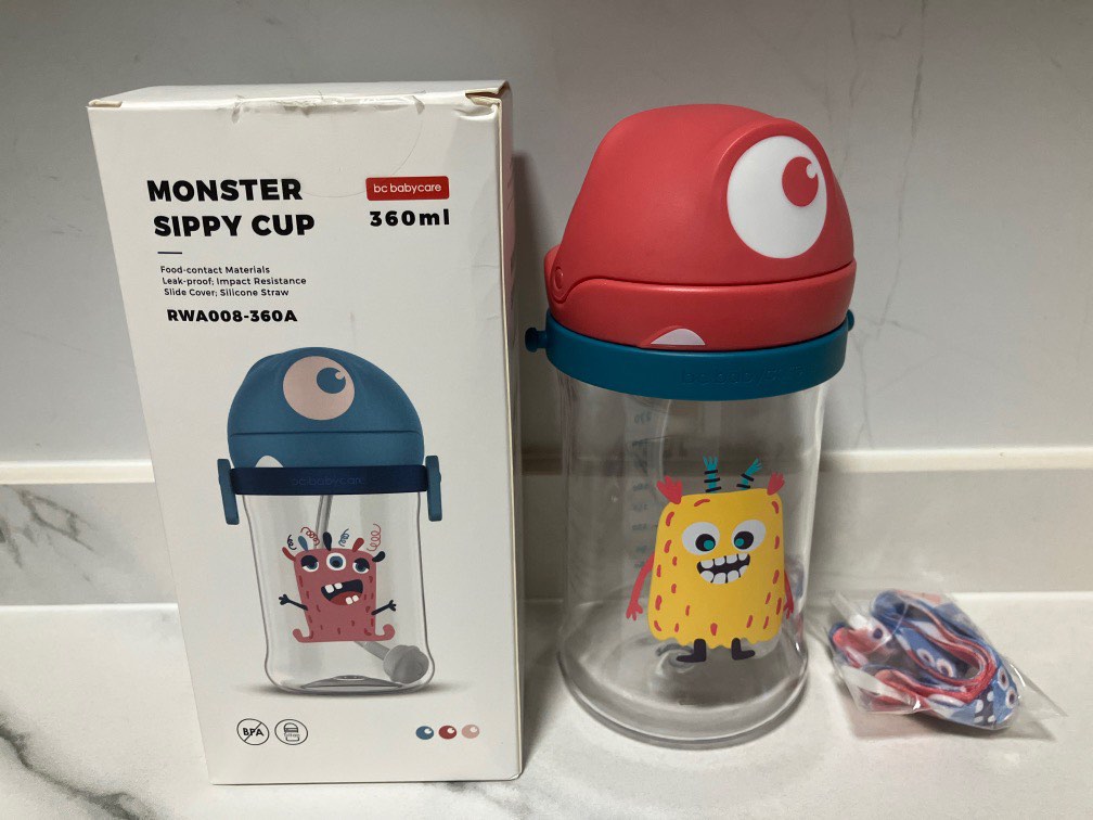 Monster Sippy Cup Water Bottle 360ml - Red, Furniture & Home Living ...