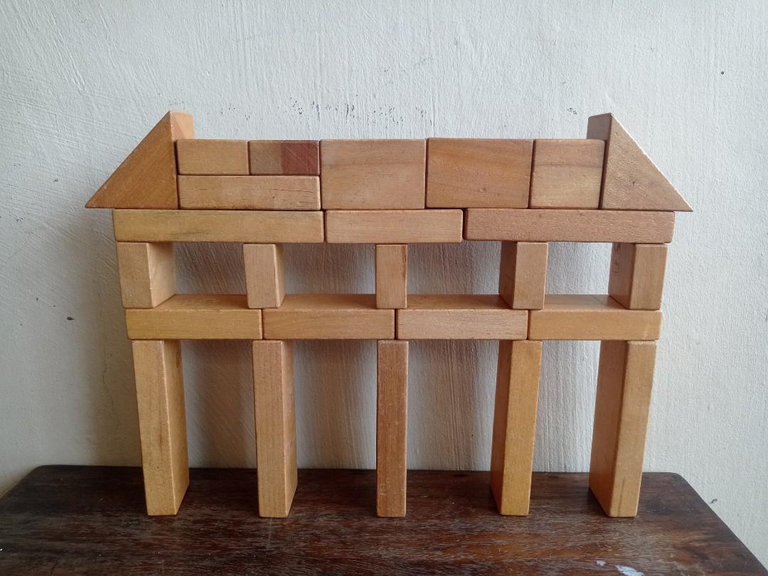 Natural Wood Building Blocks, Hobbies & Toys, Toys & Games on Carousell