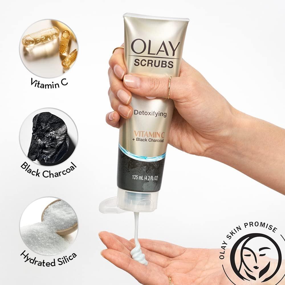 Olay Detoxifying Face Scrub with Vitamin C and Black Charcoal 125mL ...