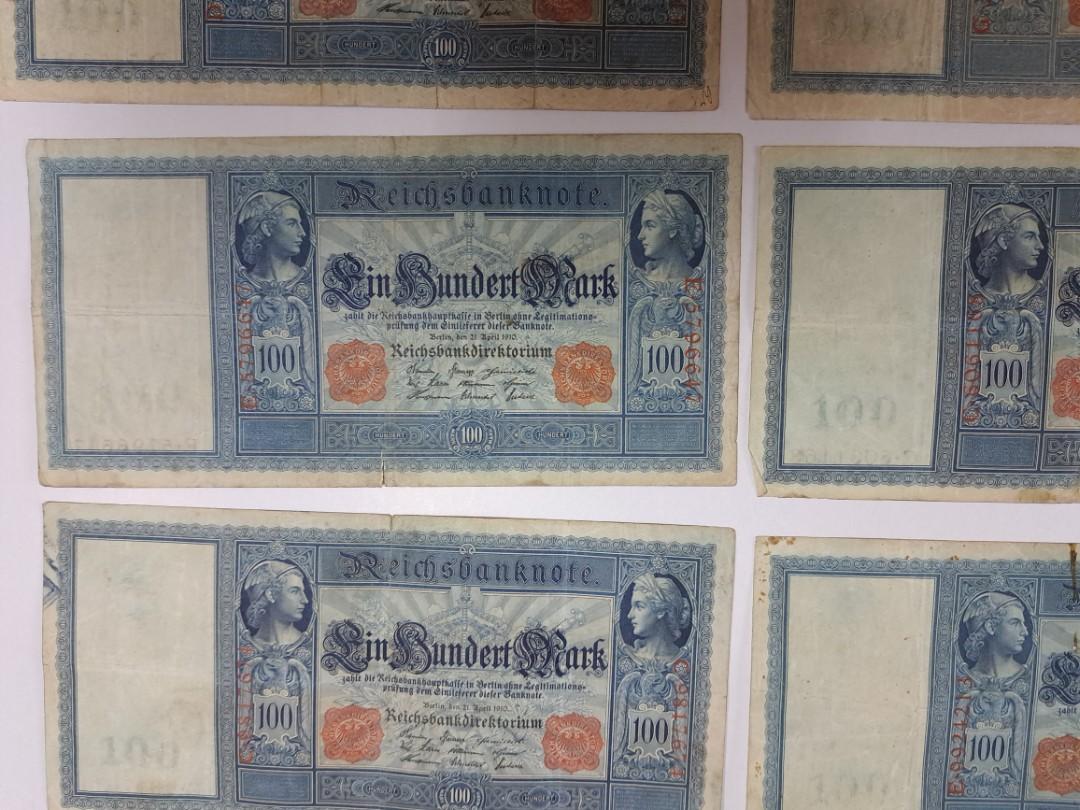 Old German 100 mark from 1910. 20 pieces, Hobbies & Toys, Memorabilia ...
