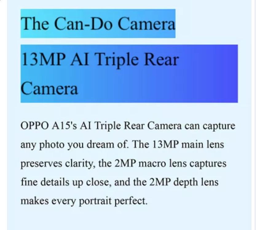 OPPO A15 Al Triple Camera 6.52'' Big Screen 3+32GB, Mobile Phones ...