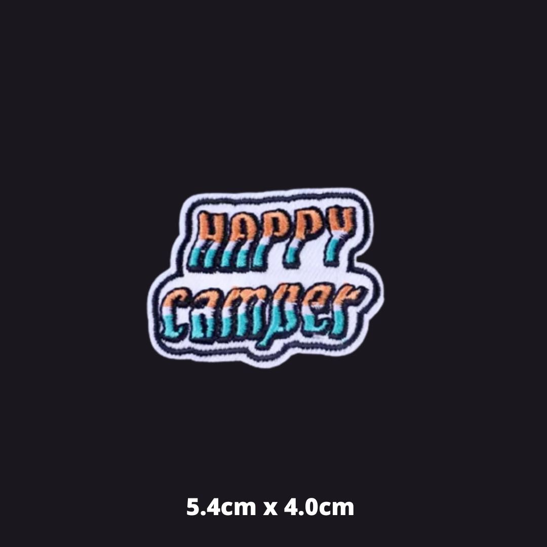 (Patch) Happy Camper Font Quote Outdoors Vibes Wavy Retro Sign Iron On Set, Hobbies & Toys ...