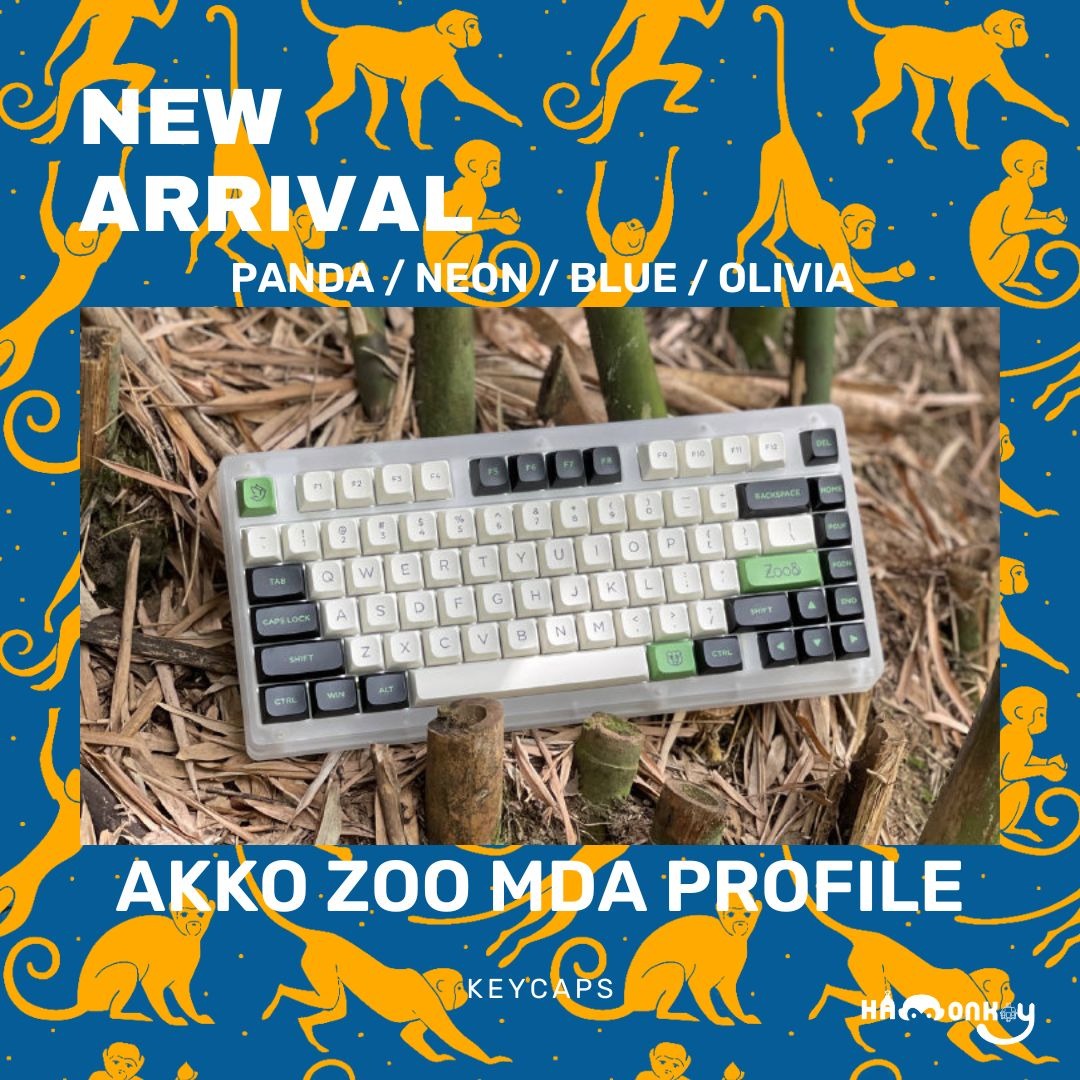 READY STOCK NEW AKKO ZOO MDA KEYCAPS GREEN / BLUE / NEON / OLIVIA PBT ...