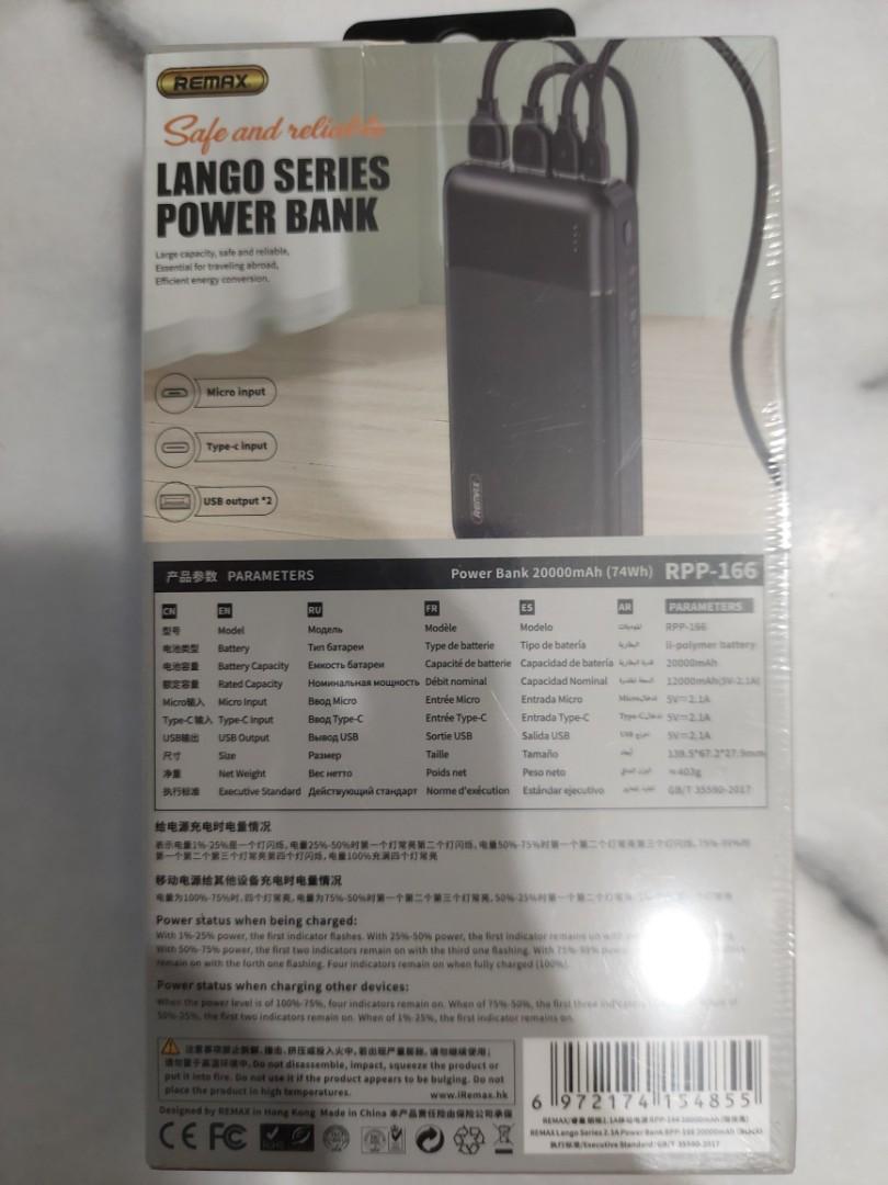 Remax Lango Series Power Bank 20000mAh, Mobile Phones & Gadgets, Mobile ...