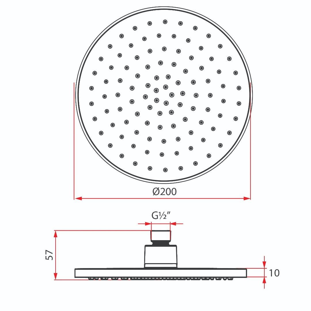 RUBINE Overhead Round Rainshower Head, Furniture & Home Living ...