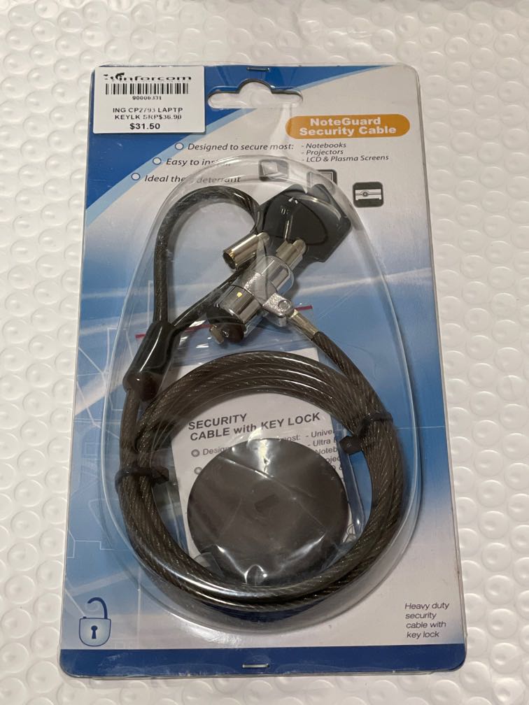 Security Cable with Key Lock, Computers & Tech, Parts & Accessories ...