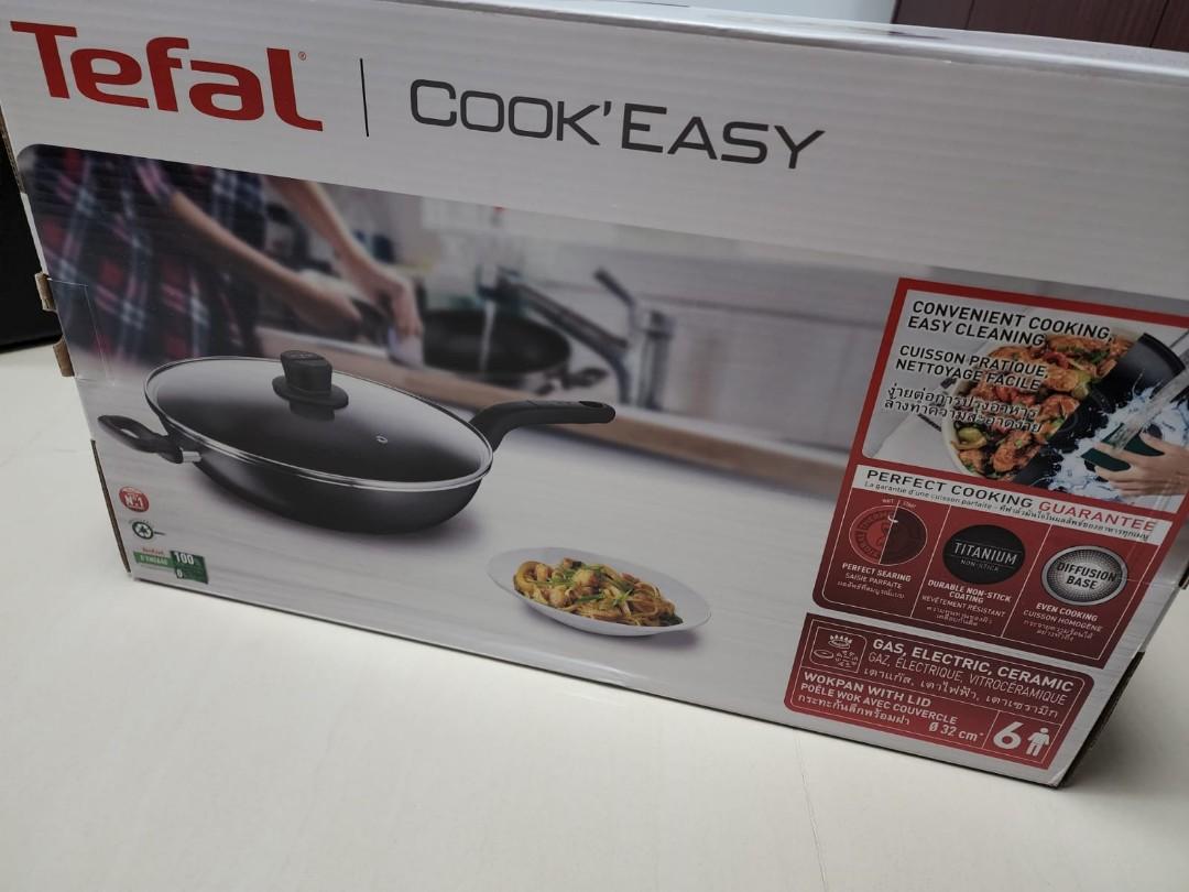 Tefal cook easy wok with lid 32cm, Furniture & Home Living, Kitchenware & Tableware, Cookware ...