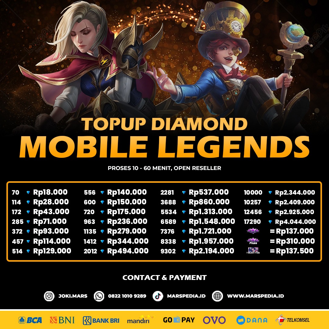 TOP UP DIAMOND MOBILE LEGENDS MLBB ML BY MARSPEDIA.ID / JOKIMARS.COM ...