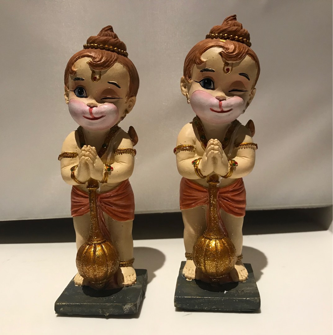 3 hand painted Baby Hanuman statues 16 cm ht, Hobbies & Toys ...