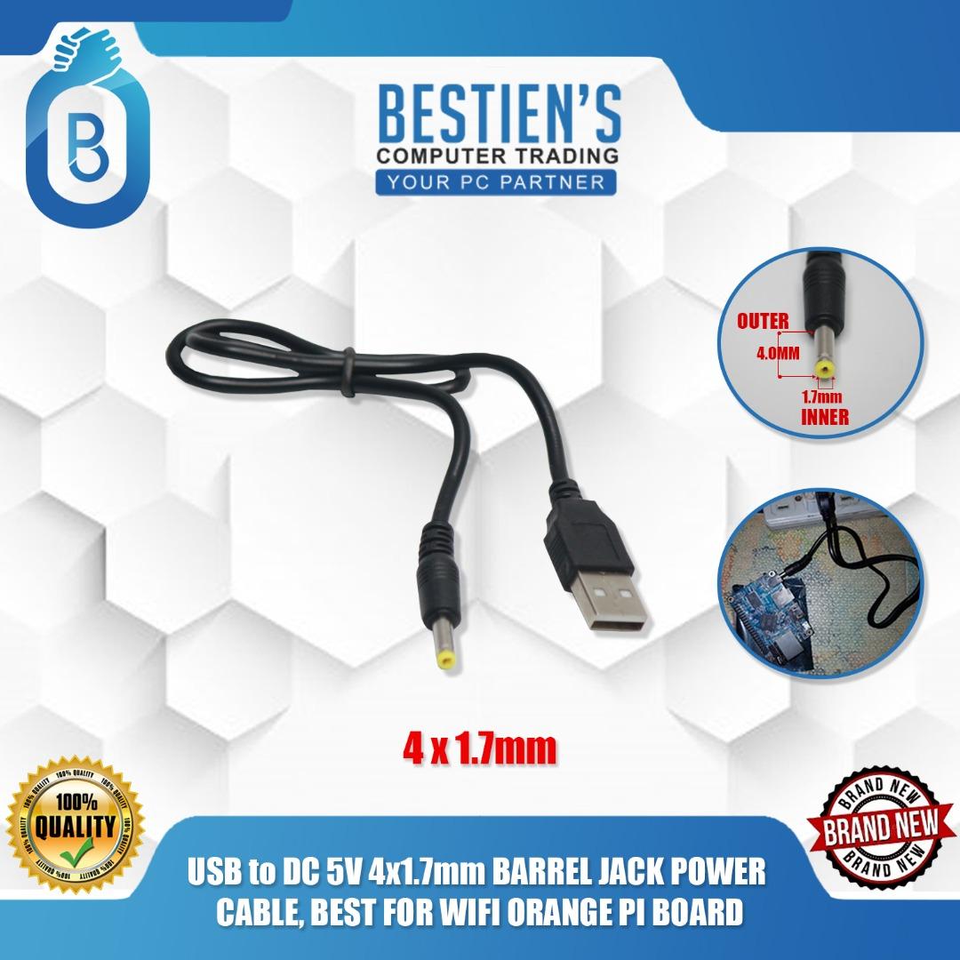 USB to DC 5V 4x1.7mm BARREL JACK POWER CABLE, BEST FOR WIFI ORANGE PI ...