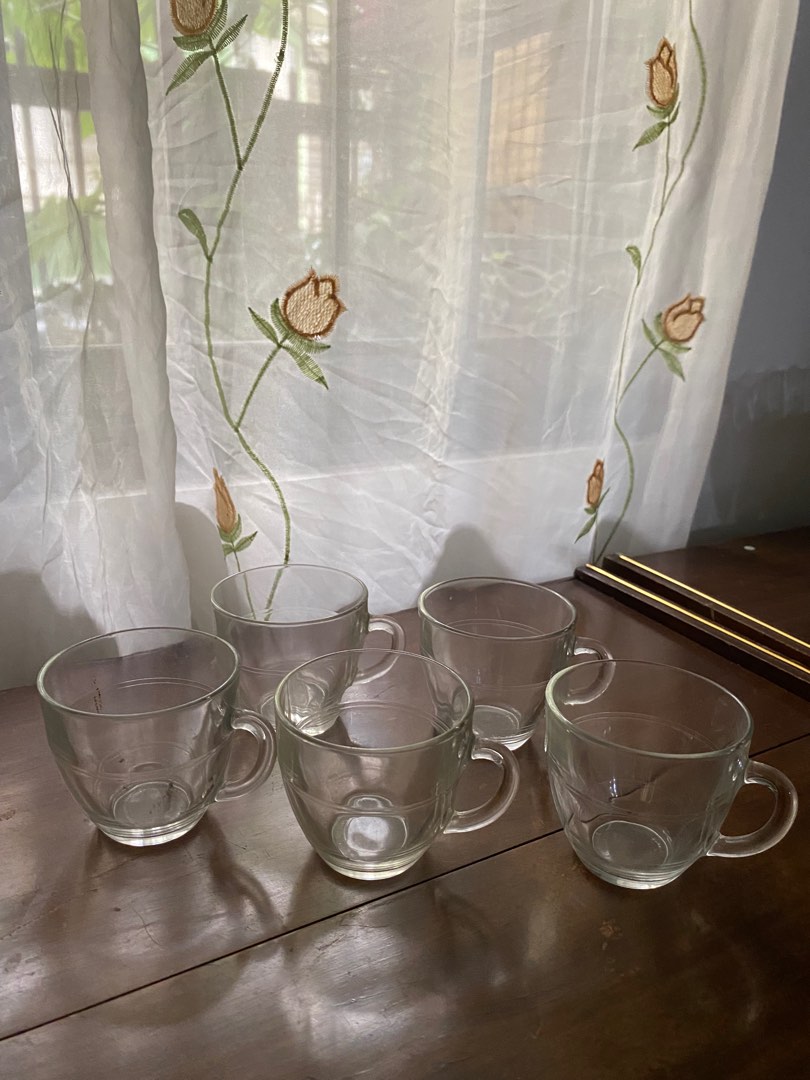 Vintage Glass Cup (5 pieces) Set, Furniture & Home Living, Kitchenware ...