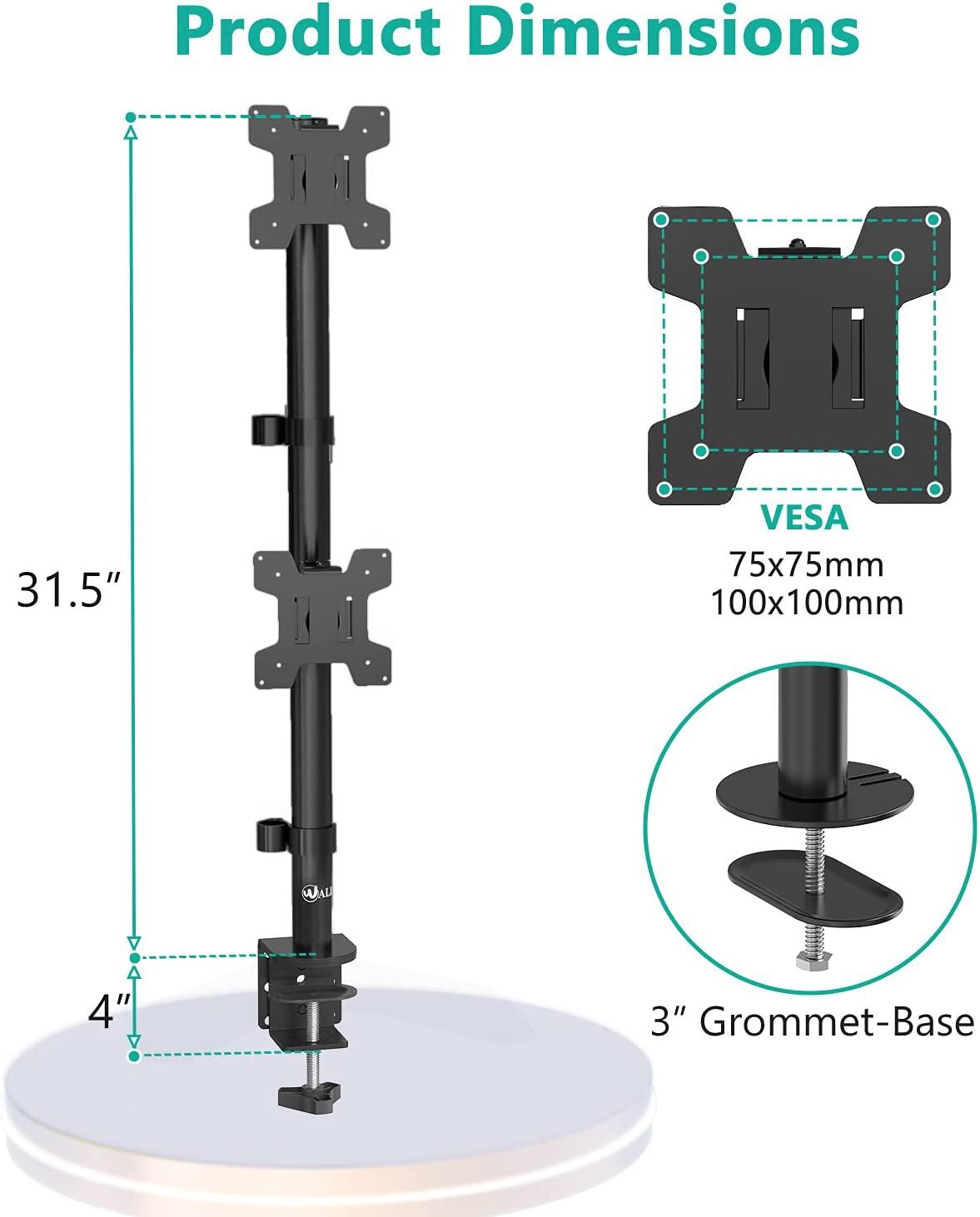 WALI USA Dual Monitor Desk Mount Stand for LCD LED Flat Screen TV Holds ...