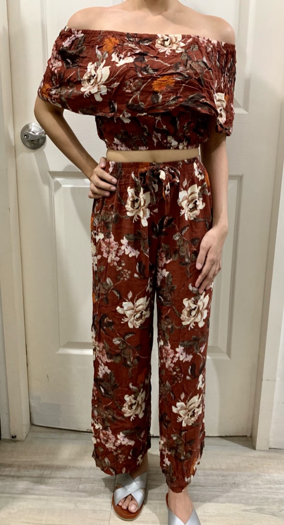 Wine Red Floral Co-ords set, Women's Fashion, Dresses & Sets, Sets or ...