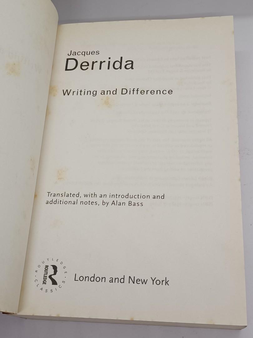 Writing and Difference by Jacques Derrida, Hobbies & Toys, Books ...