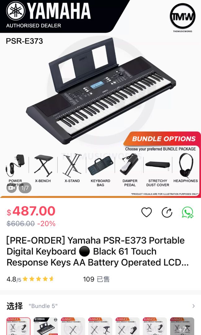 Yamaha Keyboard 雅马哈（YAMAHA）PSR-E363, Hobbies & Toys, Music & Media ...