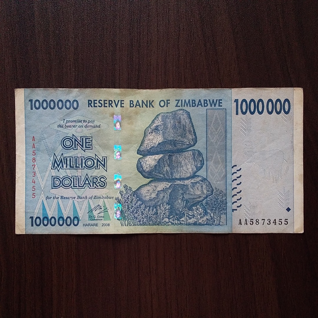 Zimbabwe 1 Million Dollars (2008) banknote, Hobbies & Toys, Memorabilia ...