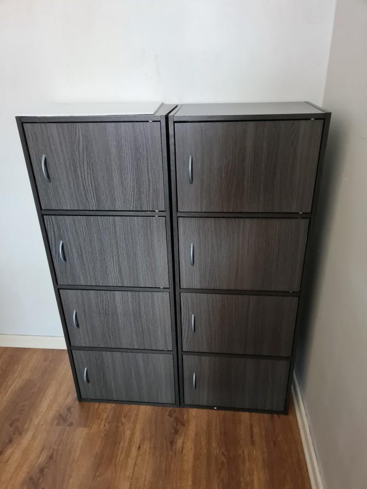 4 Tier Wooden Multipurpose Rack Book Shelf with Doors, Furniture & Home ...