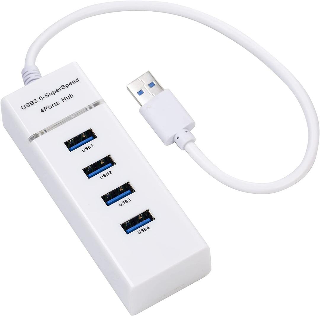 4-Port USB 3.0 Hub with 1ft Long Cable, Multi USB Port Expander with ...