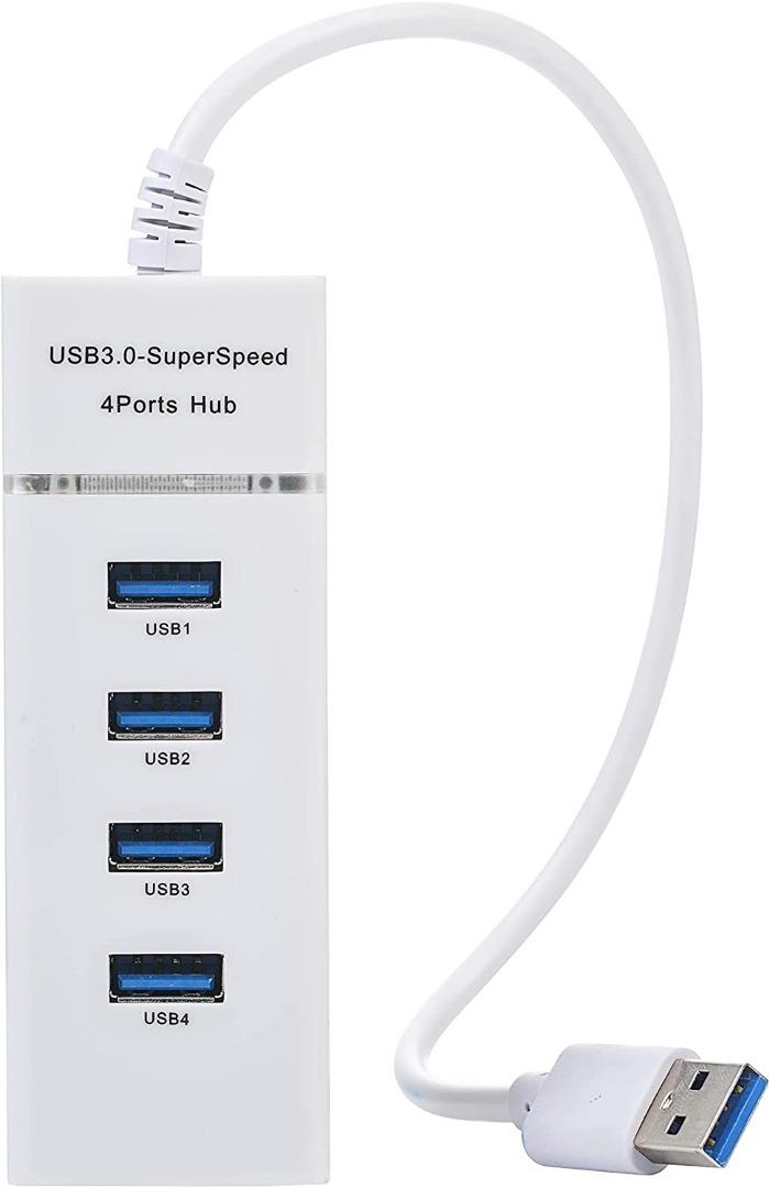 4-Port USB 3.0 Hub with 1ft Long Cable, Multi USB Port Expander with ...