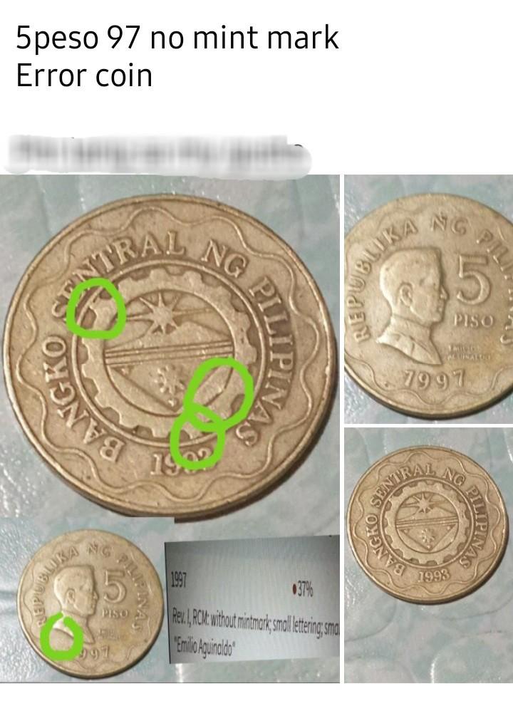 5peso 97 error coin, Hobbies & Toys, Memorabilia & Collectibles ...