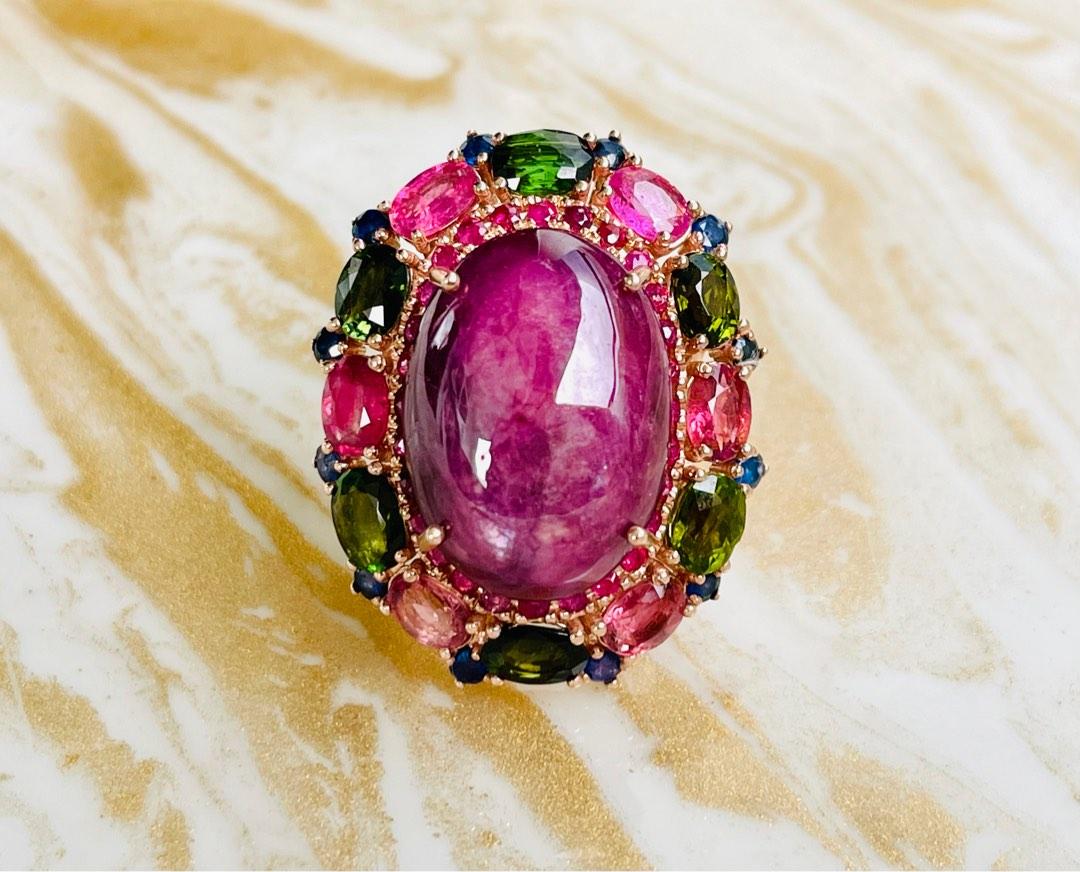 #84 Unheated Star Ruby with Green Sapphire, Women's Fashion, Jewelry ...