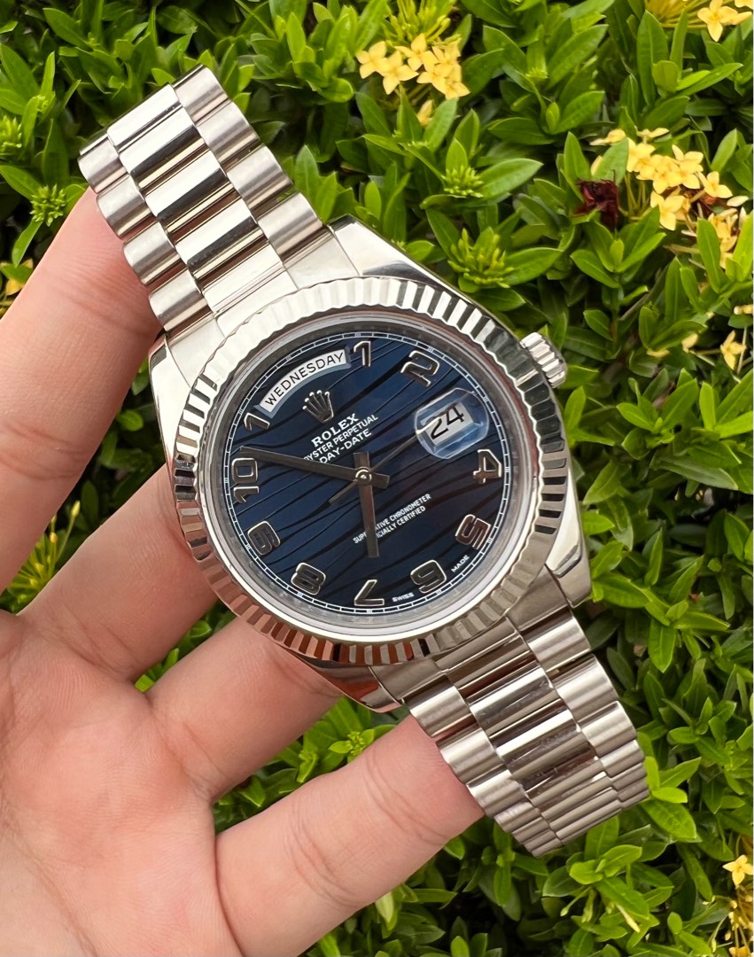 [ WG 40mm ] Rolex Daydate Blue wave dial 218239 White Gold, Luxury ...