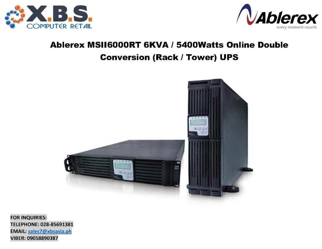 Ablerex MSII6000RT 6KVA / 5400Watts Online Double Conversion (Rack ...
