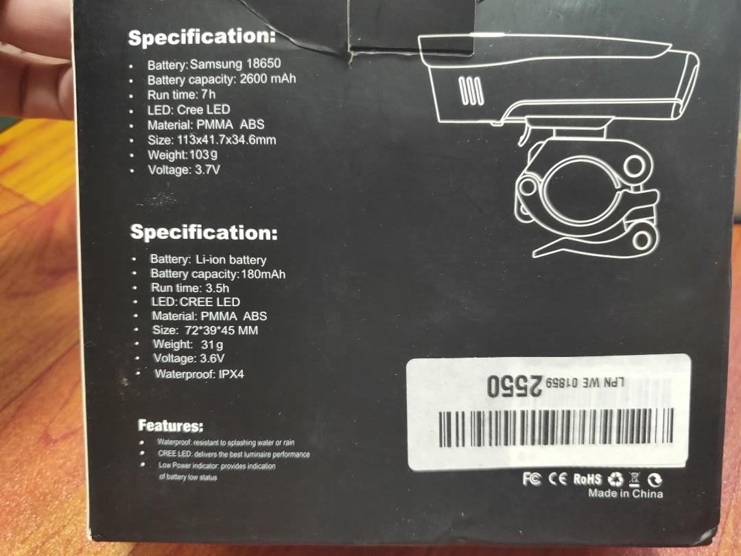 Antimi rechargeable LED Bike light, Sports Equipment, Bicycles & Parts ...