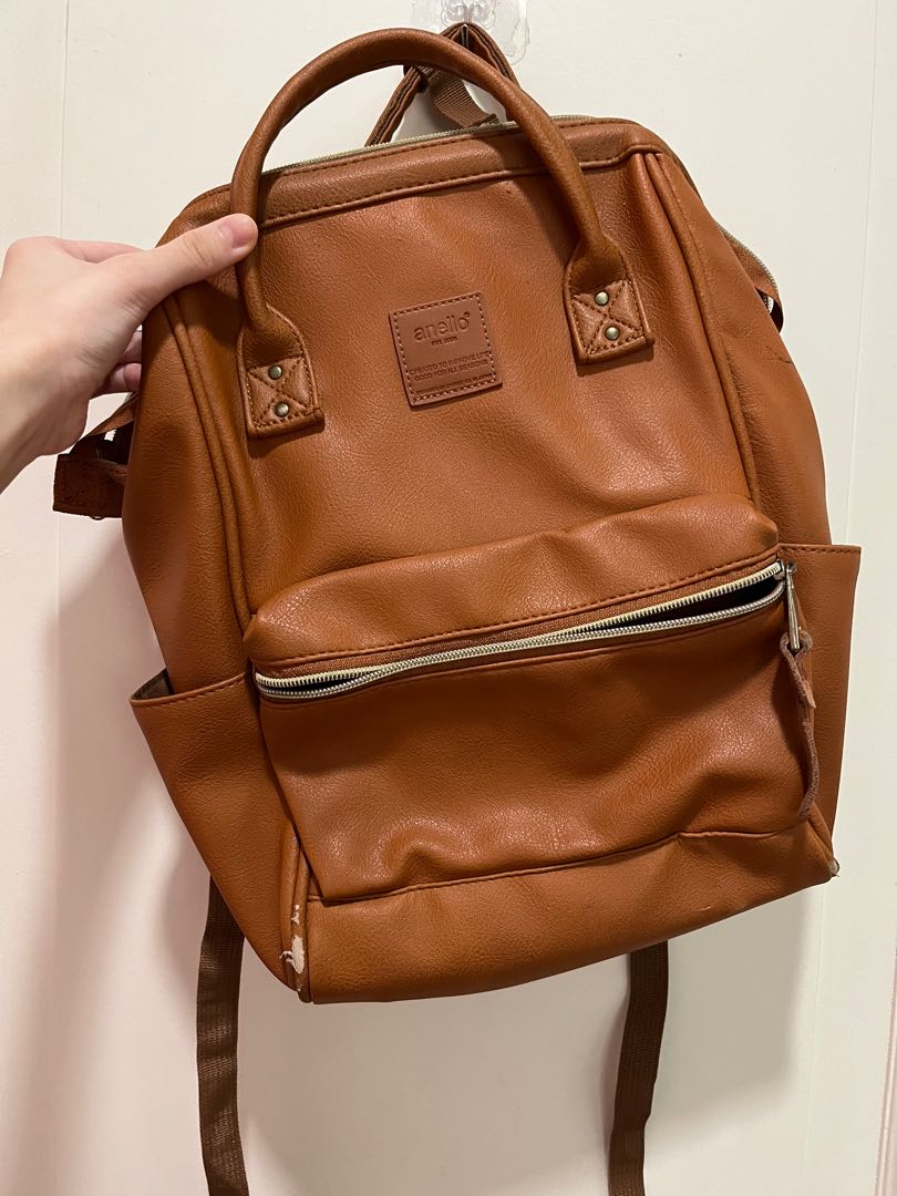 authentic anello leather backpack in brown, Women's Fashion, Bags ...