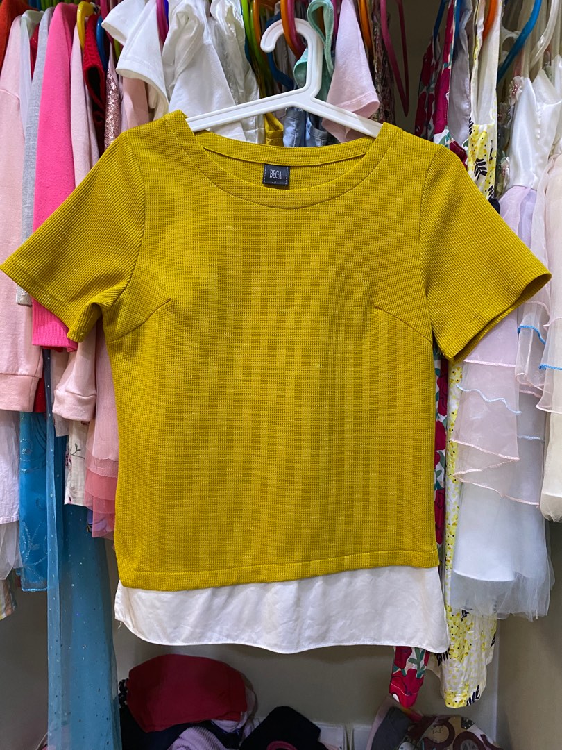 Bega yellow mustard blouse, Women's Fashion, Tops, Blouses on Carousell