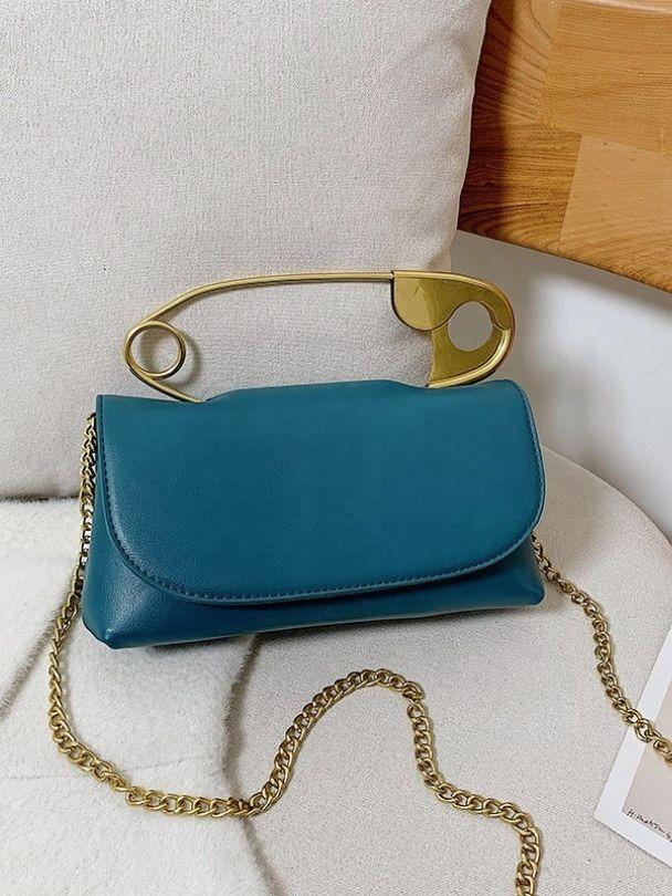 Big Safety Pin Square Shoulder Bag 24x6x(13+6.5)cm, Women's Fashion ...