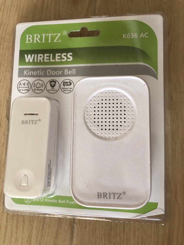 Britz wireless kinetic door bell, Furniture & Home Living, Security & Locks, Peephole Viewers ...