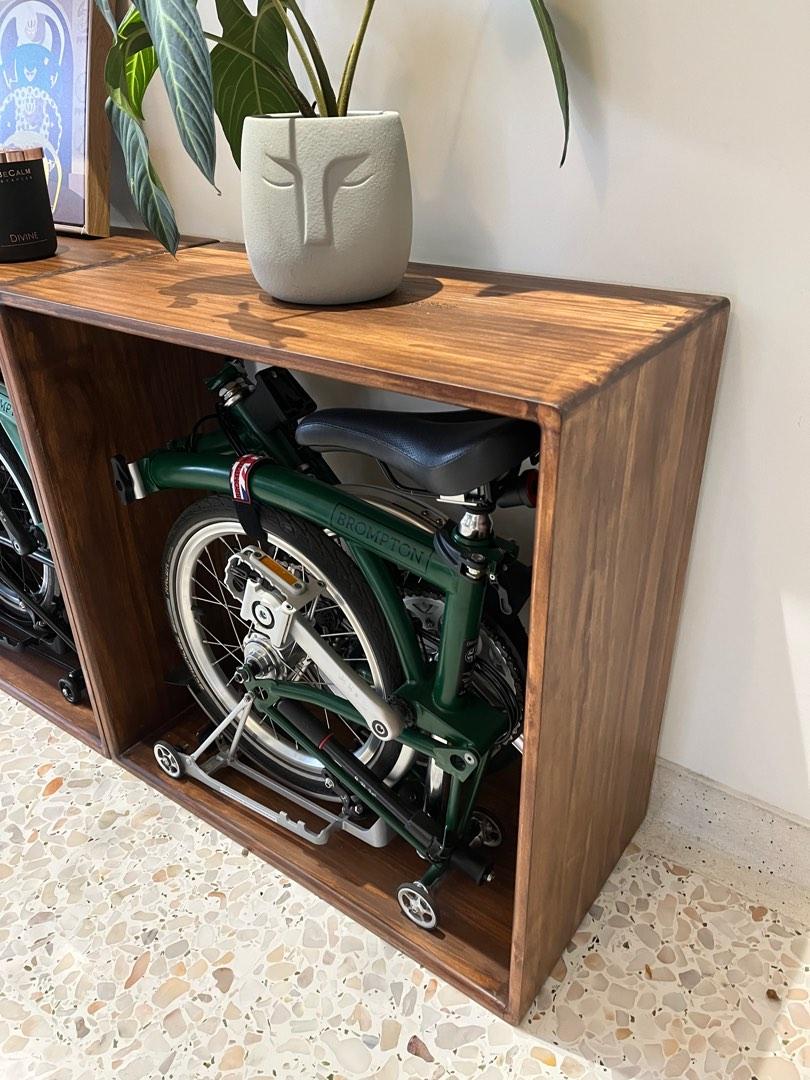 Brompton Birdy solid wood bike storage shelf rack mid century modern ...