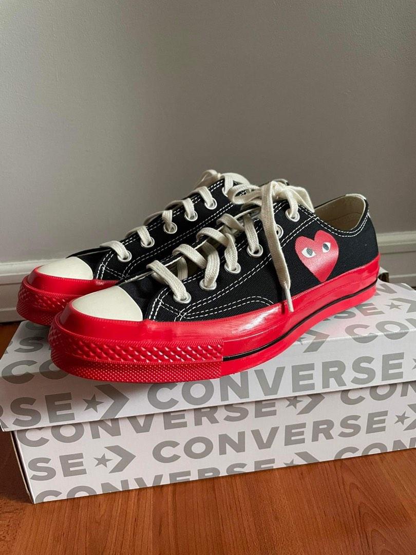 CDG PLAY X CONVERSE RED SOLE BLACK LOW, Men's Fashion, Footwear ...